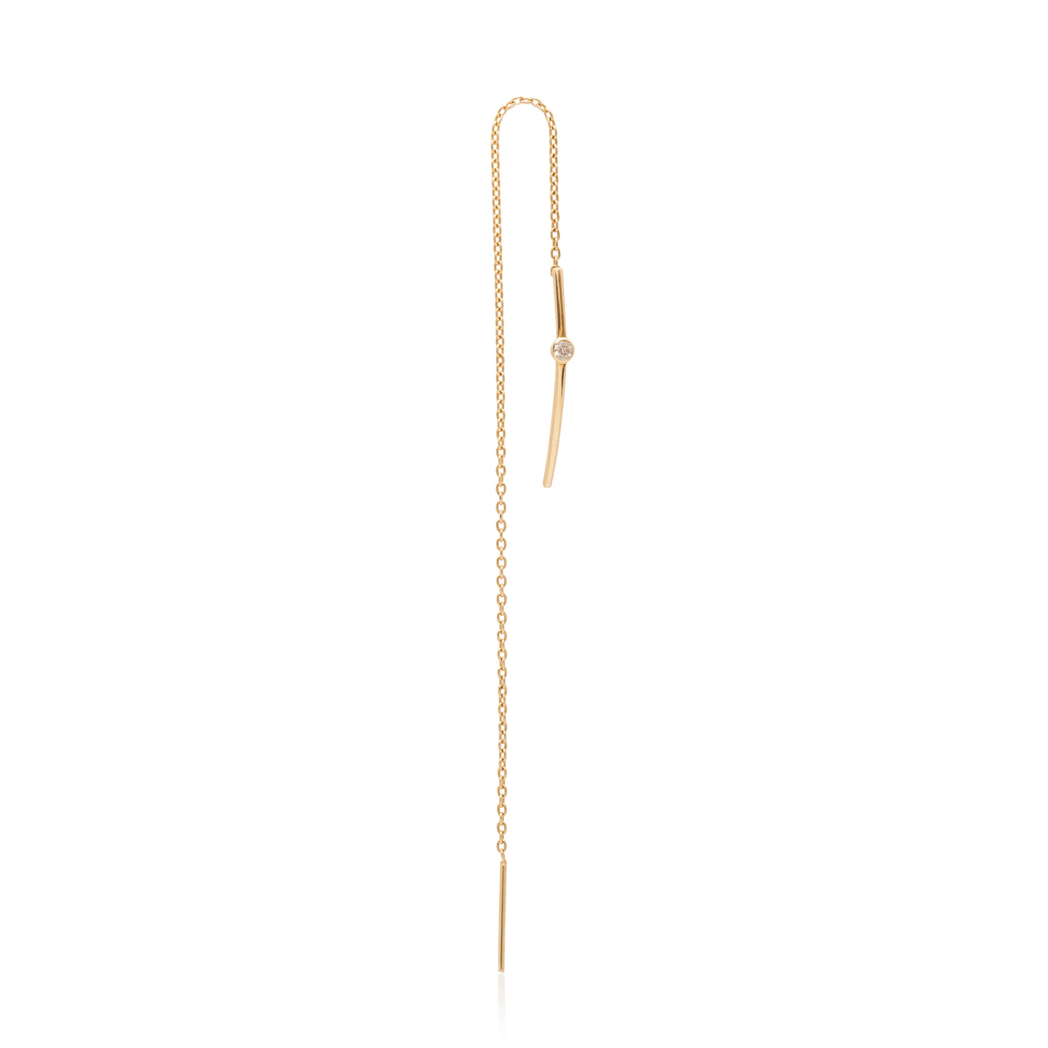 Curved Bar Threader Earring | 14K Solid Gold – ORO GALLERY